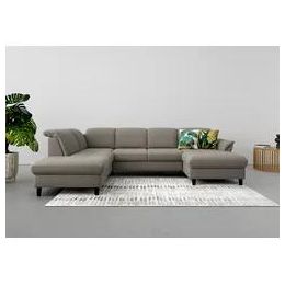 Sit & More Wohnlandschaft SIT & MORE "Maggiore U-Form", braun (schlamm), B:312cm T:224cm, 95% Polyester, 5% Polyamid, Sofas, Wohnlandschaft, wahlweise mit Kopfteilverstellung, Bettfunktion und Stauraum