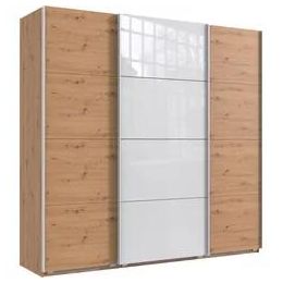 Schwebet&uuml;renschrank wimex "Norderstedt", wei&szlig; (artisan eiche nachbildung, glas wei&szlig;), B:225cm H:236cm T:64cm, Holzwerkstoff, Schr&auml;nke, Schwebet&uuml;renschrank, INKLUSIVE 2 Stoffboxen und 2 zus&auml;tzliche Einlegeb&ouml;den, mit Glast&uuml;r