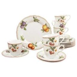 Kaffeeservice Creatable "Geschirr-Set Flora Orchard", bunt (wei&szlig;, bunt), 18 Stk., Porzellan, Geschirr-Sets, Kaffeeservice, Service, 18 Teile, f&uuml;r 6 Personen