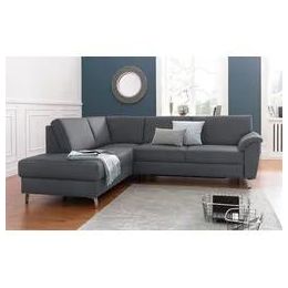 Sit & More Ecksofa SIT & MORE "Texel L-Form", grau (dunkelgrau), B:250cm H:87cm T:201cm, Kunstleder SOFTLUX;Luxus-Microfaser (100% Polyester), Sofas, Ecksofa, mit Federkern, wahlweise mit Bettfunktion und Bettkasten