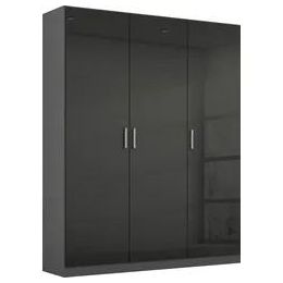 Dreht&uuml;renschrank Rauch "Kleiderschrank Schrank Garderobe Schlafzimmerschrank CELLE", grau (graumetallic, hochglanz effektgrau, griffe alu), B:136cm H:210cm T:54cm, Holzwerkstoff, Schr&auml;nke, Dreht&uuml;renschrank, in 4 Breiten und 2 H&ouml;hen, optional mit Schubk&auml;sten MADE IN GERMANY
