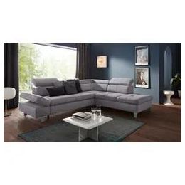 Ecksofa exxpo - SOFA FASHION "Fiji, L-Form", grau (grau melange), B:272cm H:98cm T:232cm, Luxus-Kunstleder;Webstoff (100% Polyester);Webvelours (100% Polyester), Sofas, Ecksofa, mit Kopf- bzw. R&uuml;ckenverstellung, wahlweise mit Bettfunktion