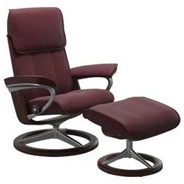 Relaxsessel stressless "Admiral", rot (bordeaux batick), B:93cm H:103cm T:79cm, Leder BATICK: BATICK ist ein leicht korrigiertes, durchgef&auml;rbtes und genarbtes M&ouml;belleder, bei dem die meisten Unebenheiten und Spuren in der Regel entfernt wurden., Sessel, Relaxsessel, mit Signature Base, Gr&ouml;&szlig;e M & L, Gestell Braun
