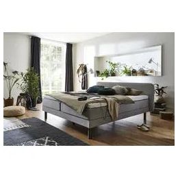 Boxspringbett "Carola", grau (hellgrau), B:162cm L:206cm, Bezug Bett: Feinstruktur (100% Polypropylen);Matratze: 100% Polypropylen, Liegefl&auml;che 100% Polyester;Topper: 100% Polyester, ATLANTIC HOME COLLECTION, Komplettbetten, Boxspringbett, mit 7-Zonen-Taschen-Federkernmatratze und Komfortschaum-Topper