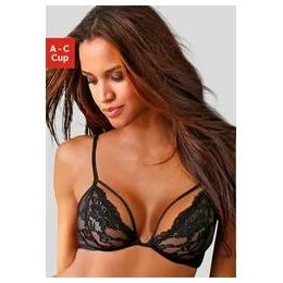 B&uuml;gel-BH Lascana, Damen, Gr. 80, Cup D, schwarz, Spitze, Obermaterial: 88% Polyamid, 12% Elasthan, BHs B&uuml;gel-BH, aus Spitze und Zierb&auml;nder, sexy Dessous, Reizw&auml;sche