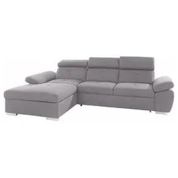Ecksofa exxpo - SOFA FASHION "Spring, super bequem, mit Armteil- und Kopfteilfunktion", silber, B:284cm H:81cm T:181cm, Luxus-Microfaser (100% Polyester);Struktur (100% Polyester);NaturLEDER (echtes Rindsleder) in Sitz und R&uuml;cken. Korpus in passendem Kunstleder SOFTLUX bezogen, Sofas, Ecksofa, L-Form, wahlweise mit Bettfunktion und Bettkasten