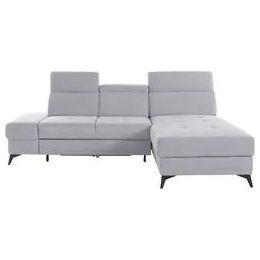 Ecksofa Home Affaire "Cardiz L-Form", silber, B:246cm H:83cm T:173cm, Webstoff (100% Polyester);Luxus-Microfaser Paris (90% Polyester/10% Polyamid);Struktur fein (100% Polyester);Samtoptik (100% Polyester), Sofas, Ecksofa, inkl.Kopfteilverstellung und Federkern wahlweise mit Bettfunktion