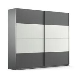 Schwebet&uuml;renschrank Rauch "Quadra Schlafzimmerschrank in vielen Breiten", grau (grau metallic, wei&szlig;glas), B:271cm H:230cm T:62cm, Holzwerkstoff, Schr&auml;nke, Schwebet&uuml;renschrank, Kleiderschrank Garderobenschrank Schrank mit Glaselementen