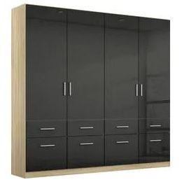 Dreht&uuml;renschrank Rauch "Kleiderschrank Schrank Garderobe Schlafzimmerschrank CELLE", grau (eiche sonoma, hochglanz effektgrau, griffe alu), B:181cm H:210cm T:54cm, Holzwerkstoff, Schr&auml;nke, Dreht&uuml;renschrank, in 4 Breiten und 2 H&ouml;hen, optional mit Schubk&auml;sten MADE IN GERMANY