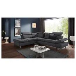 Ecksofa exxpo - SOFA FASHION "Fiji, L-Form", grau (anthrazit), B:272cm H:98cm T:232cm, Luxus-Kunstleder;Webstoff (100% Polyester);Webvelours (100% Polyester), Sofas, Ecksofa, mit Kopf- bzw. R&uuml;ckenverstellung, wahlweise mit Bettfunktion