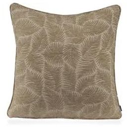 HOCK Dekokissen H.O.C.K. "Nelly", braun (braun, taupe, gebl&uuml;mt), B:60cm H:10cm L:60cm, Baumwolle, Leinen, Polyacryl, Polyester, Viskose, Dekokissen_Sitzkissen_Kissenh&uuml;llen, mit Bl&auml;tter-Muster, Kissenh&uuml;lle mit F&uuml;llung, 1 St&uuml;ck