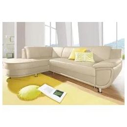 Ecksofa Trendmanufaktur "Rondo, zeitlos und elegant, bequem, L-Form", beige (creme), B:265cm H:85cm T:190cm, Softlux-Kunstleder;Primabelle-Microfaser;NaturLeder (handschuhweiches Rindsleder in Sitz und R&uuml;cken mit SOFTLUX-Kunstleder als Korpus-Bezug);Struktur (23% Polyacryl, 77% Polyester), Sofas, Ecksofa, wahlweise mit Federkern, wahlweise mit Bettfunktion