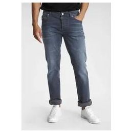 Straight-Jeans Bruno Banani "Dylan", Herren, Gr. 28, L&auml;nge 32, blau (blau schwarz), Obermaterial: 98% Baumwolle, 2% Elasthan, Basic, normal lang, Jeans Straight-Jeans, gerade Beinform, Used-Waschung, niedrige Leibh&ouml;he