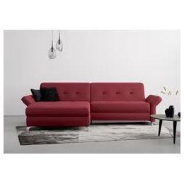 Ecksofa Home Affaire "Maredo L-Form", rot (bordeaux), B:284cm H:89cm T:179cm, 100% Polyester, Sofas, Ecksofa, Federkern, wahlweise auch mit Kopfteil- und Armlehnverstellung