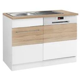 Sp&uuml;lenschrank KOCHSTATION "KS-Trient", wei&szlig; (wei&szlig; matt, eichefarben), B:110cm H:85cm T:60cm, Schr&auml;nke, Sp&uuml;lenschrank, 110 cm breit, inkl. T&uuml;r/Socke f&uuml;r Einbaugeschirrsp&uuml;ler