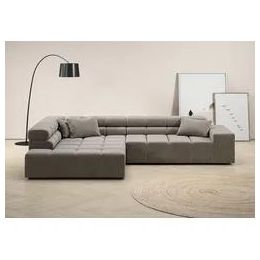 Ecksofa Home Affaire "Ancona incl. Kopfteilverstellung, Breite 319cm, L-Form", silber, B:319cm H:70cm T:215cm, Struktur (85% Polyester, 15% Viskose);Luxus-Microfaser weich (98% Polyester, 2% Nylon);Velours (100% Polyester), Sofas, Ecksofa, wahlweise motorische Sitztiefenverstellung, auch in Cord + Easy Care, Topseller