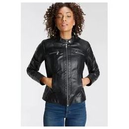 Lederimitatjacke Only "ONLBANDIT FAUX LEATHER BIKER", Damen, Gr. 34, schwarz, Web, Obermaterial: 100% Viskose. Beschichtung: 100% Polyurethan, unifarben, tailliert normal, Jacken