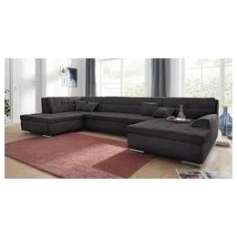 Wohnlandschaft DOMO collection "Aversa U-Form", braun (espresso), B:364cm H:83cm T:201cm, Luxus-Microfaser (100% Polyester);Struktur (100% Polyester);Struktur weich (100% Polyester), Sofas, Wohnlandschaft, wahlweise mit Bettfunktion, frei im Raum stellbar