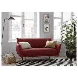 2-Sitzer OTTO HOME "Stine", rot (dunkelrot), B:156cm H:86cm T:86cm, Struktur (100% Polyester);Struktur weich (85% Polyester/15% Nylon);Samtoptik (100% Polyester), Sofas, Besonderes Design durch Kissenoptik und Keder, by Morten Georgsen
