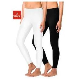 Leggings Vivance ACTIVE, Damen, Gr. 40/42, N-Gr, schwarz-wei&szlig; (wei&szlig;, schwarz), Single Jersey, Obermaterial: 95% Baumwolle, 5% Elasthan, unifarben, Basic, Basic lang, Hosen Leggings, mit Gummibund, Loungewear