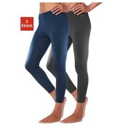 Leggings Vivance ACTIVE, Damen, Gr. 44/46, N-Gr, blau (navy, schwarz), Single Jersey, Obermaterial: 95% Baumwolle, 5% Elasthan, unifarben, Basic, Basic lang, Hosen Leggings, mit Gummibund, Loungewear