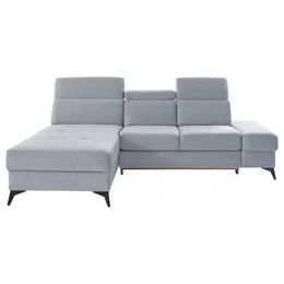 Ecksofa Home Affaire "Cardiz L-Form", grau, B:246cm H:83cm T:173cm, Webstoff (100% Polyester);Luxus-Microfaser Paris (90% Polyester/10% Polyamid);Struktur fein (100% Polyester);Samtoptik (100% Polyester), Sofas, Ecksofa, inkl.Kopfteilverstellung und Federkern wahlweise mit Bettfunktion