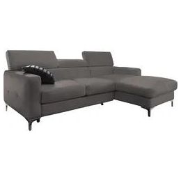 Ecksofa COTTA "Sammy L-Form", grau, B:226cm H:92cm T:105cm, Microfaser PRIMABELLE (100% Polyester);NaturLEDER in Sitz und R&uuml;cken/Kunstleder im Korpus;NaturLEDER (echtes Rindsleder), R&uuml;ckseite mit Spannstoff bezogen, Sofas, Ecksofa, mit Kopfteilverstellung, wahlweise mit Bettfunktion
