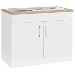Sp&uuml;lenschrank KOCHSTATION "KS-Gera", wei&szlig; (wei&szlig;, wei&szlig;), B:100cm H:85cm T:60cm, Holzwerkstoff, Schr&auml;nke, Sp&uuml;lenschrank, Breite 100 cm