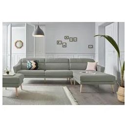 Ecksofa OTTO HOME "Bille L-Form", gr&uuml;n (mint), B:302cm H:86cm T:178cm, Samtoptik (100% Polyester);Luxus-Microfaser weich (100% Polyester);Struktur (100% Polyester);Struktur fein (100% Polyester), Sofas, Ecksofa, mit Naht im R&uuml;ckenkissen und Beinen aus Eichenholz