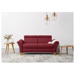 2,5-Sitzer Home Affaire "Lindgren", rot (bordeaux), B:185cm H:84cm T:93cm, 100% Polyester, Sofas, wahlweise mit TV-Funktion, links oder beidseitig, Kopfteilverstellung