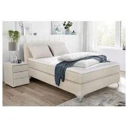 Jockenh&ouml;fer Boxspringbett JOCKENH&Ouml;FER GRUPPE "Elfie" inkl. Topper", beige (beige, natur 485, 07), B:148cm L:209cm, Bezug Bett: Microfaser (100% Polyester);Topper und Matratzenspiegel: 100% Polyester, Komplettbetten, Boxspringbett, erh&auml;ltlich in den Breiten 90,140 & 180cm und diversen Farbvarianten