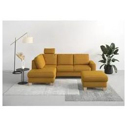 Ecksofa Home Affaire "Summer L-Form", gelb (mustard), B:236cm H:91cm T:170cm, 100% Polyester, Sofas, Ecksofa, mit Ottomane, wahlweise mit Bettfunktion und Bettkasten, Cord-Bezug