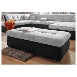 Hocker DOMO collection "PB Moric", silber (schwarz, silber), B:136cm H:43cm T:64cm, Microfaser PRIMABELLE (100% Polyester) / Struktur (90% Polyester, 10% Polyacryl);Kunstleder SOFTLUX / Struktur (90% Polyester, 10% Polyacryl), Hocker, Polsterhocker, inklisive Staufach