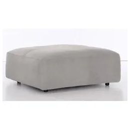 Hocker Musterring "LUCIA", silber (silber crona), B:120cm H:43cm T:120cm, Flachgewebe VALMONT (60% Baumwolle/40% Leinen);Leder PURO, pigmentiertes Leder;Microfaser CRONA (100% Polyester);Flachgewebe FLORIS (100% Polyester);Leder BAX, pigmentiertes Leder, Hocker, Hocker