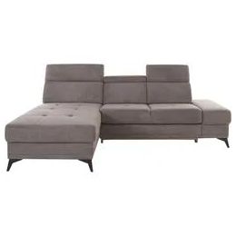 Ecksofa Home Affaire "Cardiz L-Form", grau (taupe), B:246cm H:83cm T:173cm, Webstoff (100% Polyester);Luxus-Microfaser Paris (90% Polyester/10% Polyamid);Struktur fein (100% Polyester);Samtoptik (100% Polyester), Sofas, Ecksofa, inkl.Kopfteilverstellung und Federkern wahlweise mit Bettfunktion