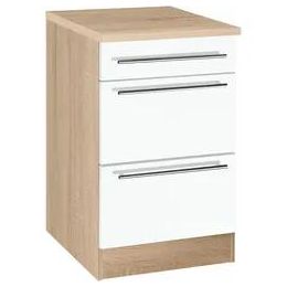 Unterschrank KOCHSTATION "KS-Eton", wei&szlig; (wei&szlig; matt), B:50cm H:85cm T:60cm, Schr&auml;nke, Unterschrank, mit gro&szlig;en Ausz&uuml;gen, Breite 50 cm