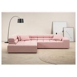 Ecksofa Home Affaire "Ancona incl. Kopfteilverstellung, Breite 319cm, L-Form", rosa (ros&eacute;), B:319cm H:70cm T:215cm, Struktur (85% Polyester, 15% Viskose);Luxus-Microfaser weich (98% Polyester, 2% Nylon);Velours (100% Polyester), Sofas, Ecksofa, wahlweise motorische Sitztiefenverstellung, auch in Cord + Easy Care