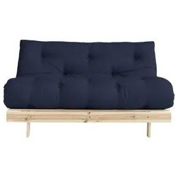 Daybett KARUP DESIGN "Roots Sofa Bed, Schlafsofa, Daybett, Bettfunktion, FSC-Massivholz", blau (navy), B:140cm H:85cm, Daybetten, Inkl. Futonmatratze. Mehrere Gr&ouml;&szlig;en & Farben, Made in Europe