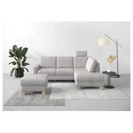 Ecksofa Home Affaire "Summer L-Form", silber, B:236cm H:91cm T:170cm, 95% Polyester, 5% Polyamid, Sofas, Ecksofa, mit Ottomane, wahlweise mit Bettfunktion und Bettkasten, Cord-Bezug