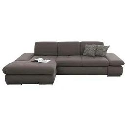 Ecksofa "SO4100 V", braun (schlamm), B:284cm H:80cm T:190cm, SET ONE BY Musterring, Sofas, Ecksofa, mit verstellbaren Kopfteilen, wahlweise mit Funktionen, Cord-Bezug