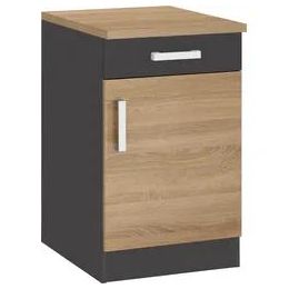 Unterschrank KOCHSTATION "KS-Gera", grau (eiche, anthrazit), B:50cm H:85cm T:60cm, Holzwerkstoff, Schr&auml;nke, Unterschrank, Breite 50 cm