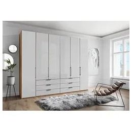Kleiderschrank Wiemann "Monaco", braun (bianco, eiche, nachbildung, glas wei&szlig;), B:295,3cm H:236cm T:58cm, Floatglas, Holzwerkstoff, Schr&auml;nke, Kleiderschrank, mit Glasfront sowie hochwertige Beschl&auml;ge inkl. D&auml;mpfung
