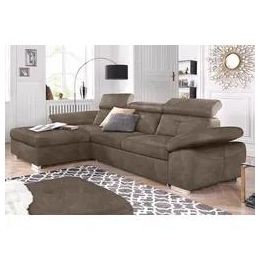 Ecksofa exxpo - SOFA FASHION "Spring, super bequem, mit Armteil- und Kopfteilfunktion", grau (delphin), B:284cm H:81cm T:181cm, Luxus-Microfaser (100% Polyester);Struktur (100% Polyester);NaturLEDER (echtes Rindsleder) in Sitz und R&uuml;cken. Korpus in passendem Kunstleder SOFTLUX bezogen, Sofas, Ecksofa, L-Form, wahlweise mit Bettfunktion und Bettkasten