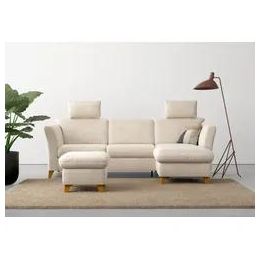 Ecksofa Home Affaire "Trelleborg L-Form", beige (creme), B:249cm H:86cm T:162cm, 100% Polyester, Sofas, Ecksofa, wahlweise mit Bettfunktion und Bettkasten, inkl. Federkern-Polsterung