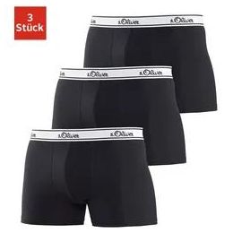 Boxer s.Oliver "Boxershorts f&uuml;r Herren", Damen, Gr. XXL, 3 Stk., schwarz, Jersey, Obermaterial: 92% Baumwolle, 8% Elasthan (LYCRA), unifarben, Unterhosen, mit wei&szlig;em Webbund