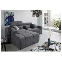 Ecksofa DOMO collection "Brandon, inkl. Kopfteilverstellung, B/T/H: 214/100/80 cm, L-Form", grau, B:214cm H:80cm T:175cm, 92% Polyester 8% Nylon, Sofas, Ecksofa, Mit Kopfteilverstellung, auch in Leder und Cord, L-Form