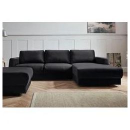 Ecksofa OTTO HOME "Hobro L-Form", schwarz, B:264cm H:80cm T:175cm, Luxus-Microfaser Lederoptik (100% Polyester);Struktur grob (100% Polyester);Samtoptik (100% Polyester), Sofas, Ecksofa, in 3 Bezugsqualit&auml;ten in vielen Farben, Design by Morten Georgsen