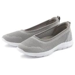 Sneaker Ballerinas Lascana "Halbschuh, Slip-On-Sneaker", Damen, Gr. 37, grau, Obermaterial: 100% Textilmaterial. Decksohle: 100% Textilmaterial. Futter: 100% Textilmaterial. Laufsohle: 100% Synthetik, unifarben, Sportlich, Schuhe Ballerina, zum Reinschl&uuml;pfen VEGAN, Topseller