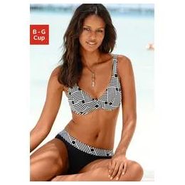 B&uuml;gel-Bikini s.Oliver, Damen, Gr. 48, Cup G, beige (schwarz, creme), Polyamid, bedruckt, Bikini-Sets B&uuml;gel-Bikini, mit grafischem Druckdesign