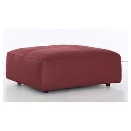 Hocker Musterring "LUCIA", rot (cherry puro), B:120cm H:43cm T:120cm, Flachgewebe VALMONT (60% Baumwolle/40% Leinen);Leder PURO, pigmentiertes Leder;Microfaser CRONA (100% Polyester);Flachgewebe FLORIS (100% Polyester);Leder BAX, pigmentiertes Leder, Hocker, Hocker